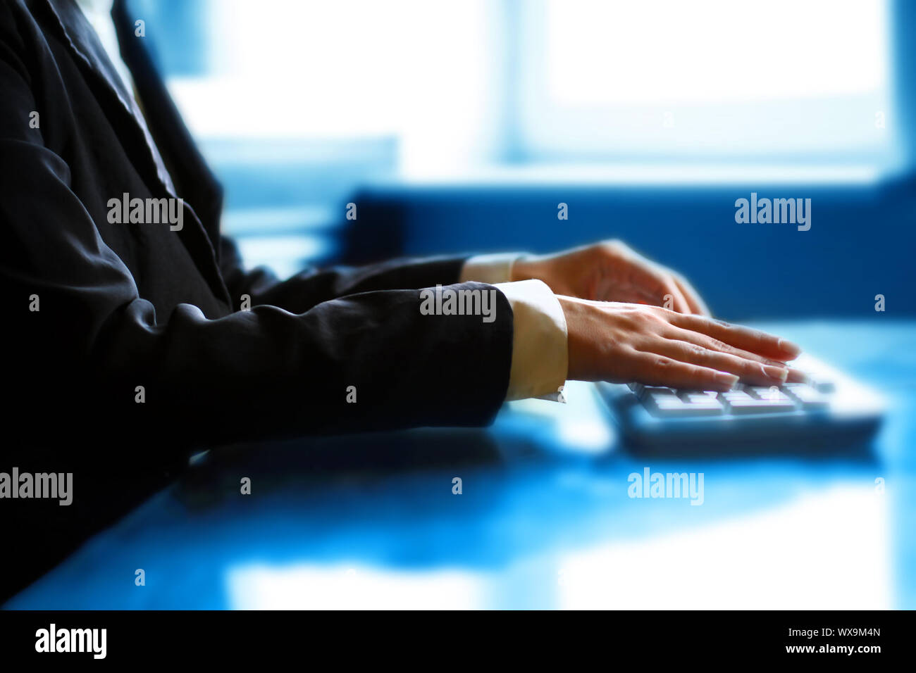 keyboard work hand background Stock Photo - Alamy