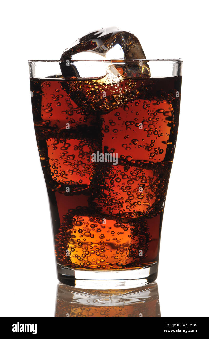 Glass with cola isolated on white Stock Photo - Alamy