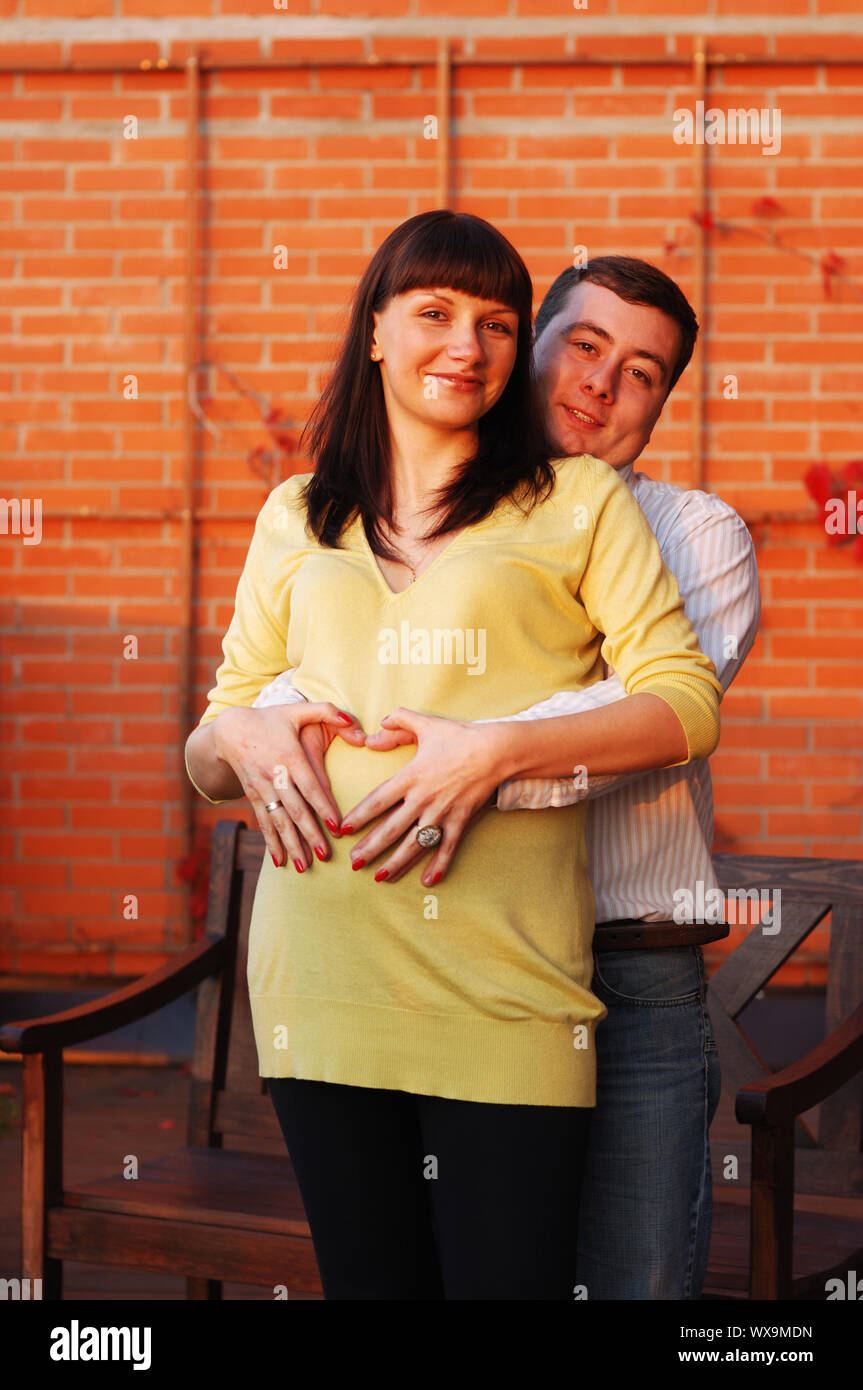 Young family waiting for a first child. Sunlight Stock Photo - Alamy