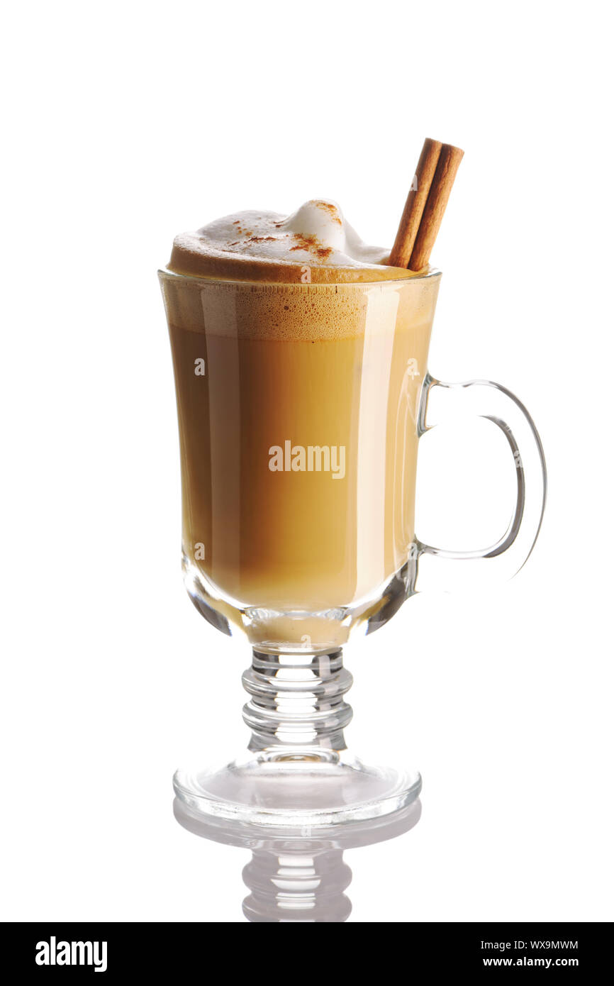 Latte coffee isolated on white Stock Photo - Alamy