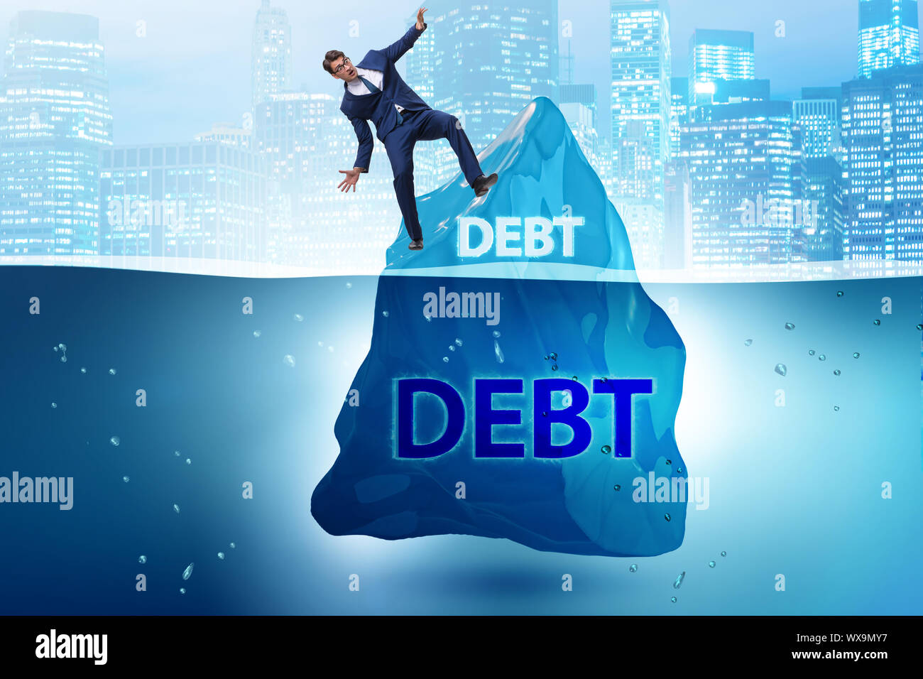 Debt and loan concept with hidden iceberg Stock Photo - Alamy