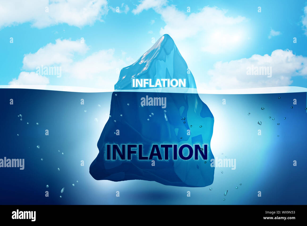 Inflation concept with iceberg - 3d rendering Stock Photo - Alamy