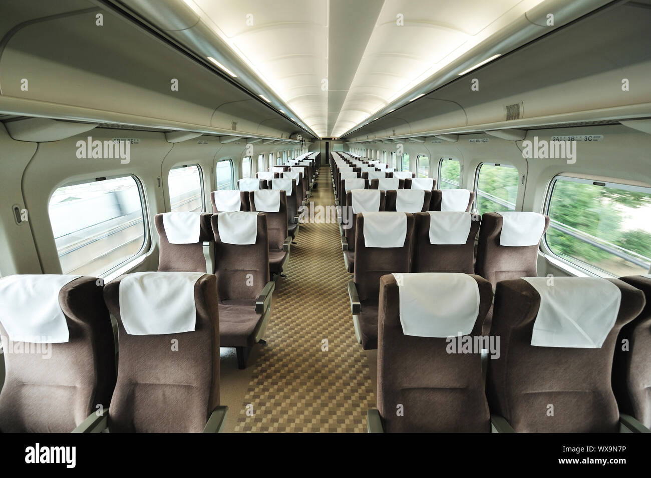 Speed train car seat interior Stock Photo - Alamy