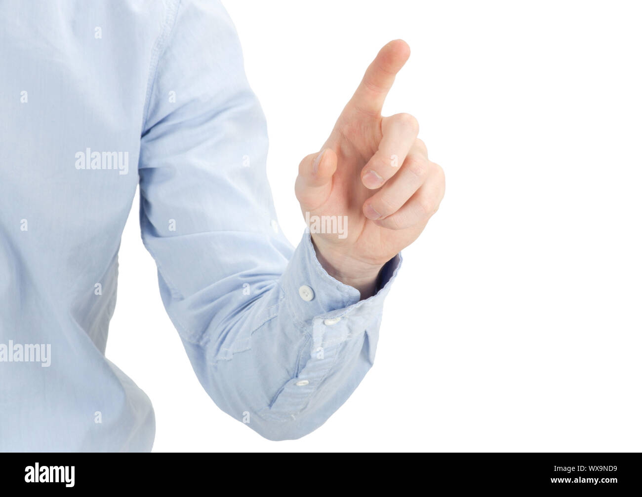 hand touching screen isolated on a white Stock Photo - Alamy