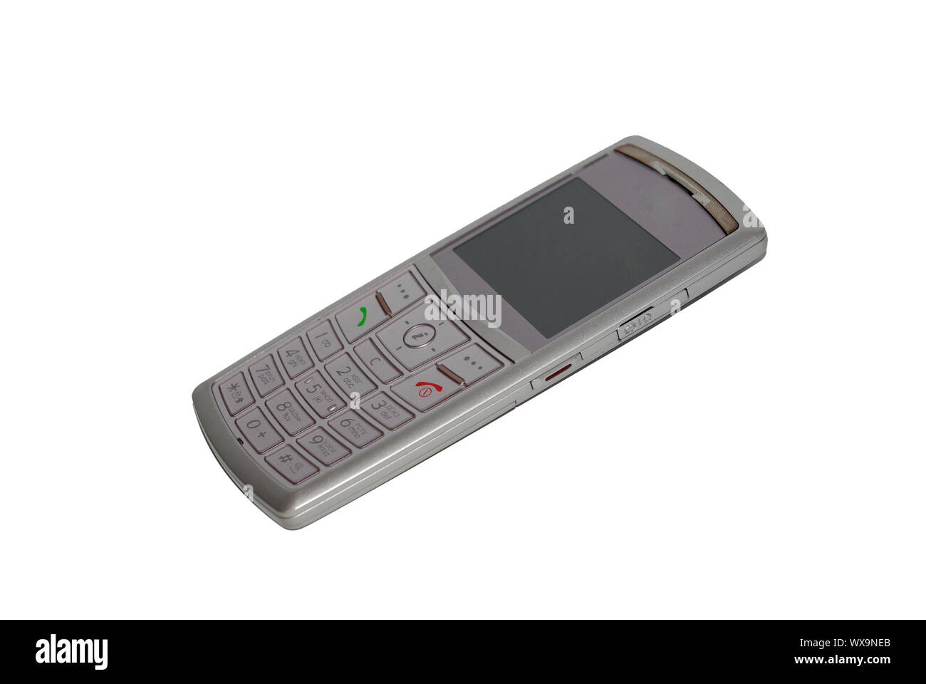 Grey telephone on a white background Stock Photo - Alamy