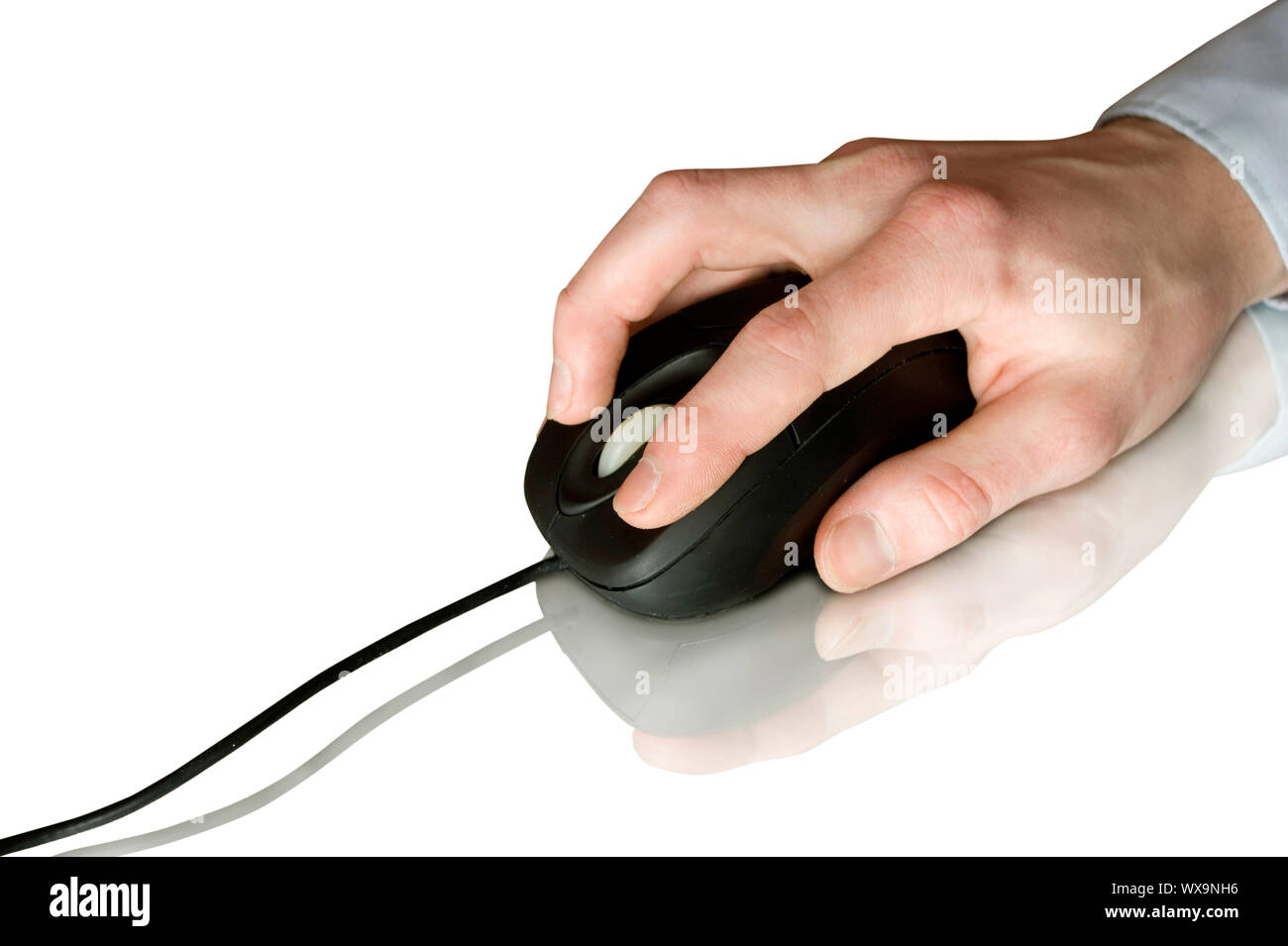 black computer mouse and hand Stock Photo - Alamy