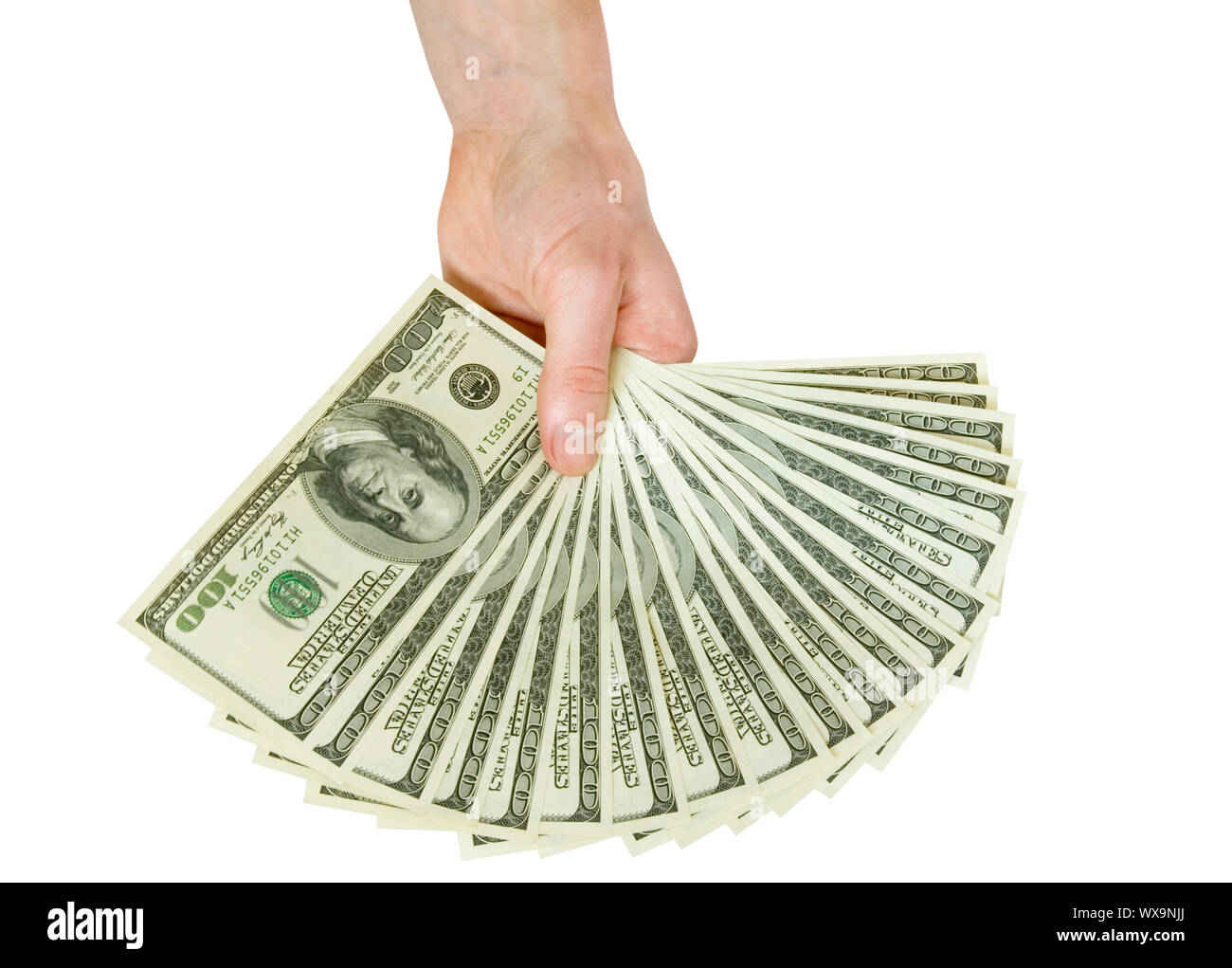 Money in hands isolated on white Stock Photo - Alamy