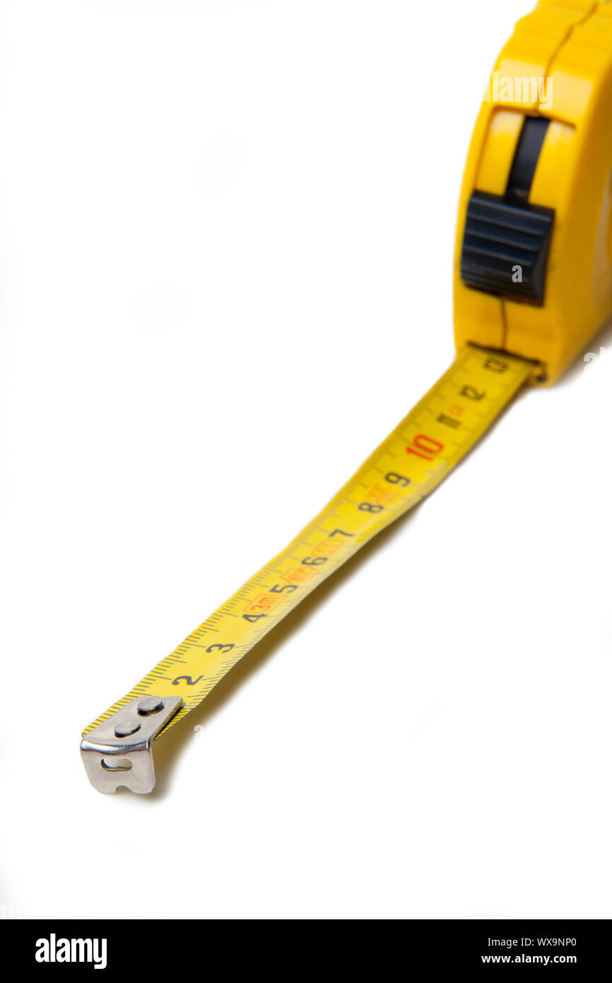 yellow roulette measure building tool on white background Stock Photo ...