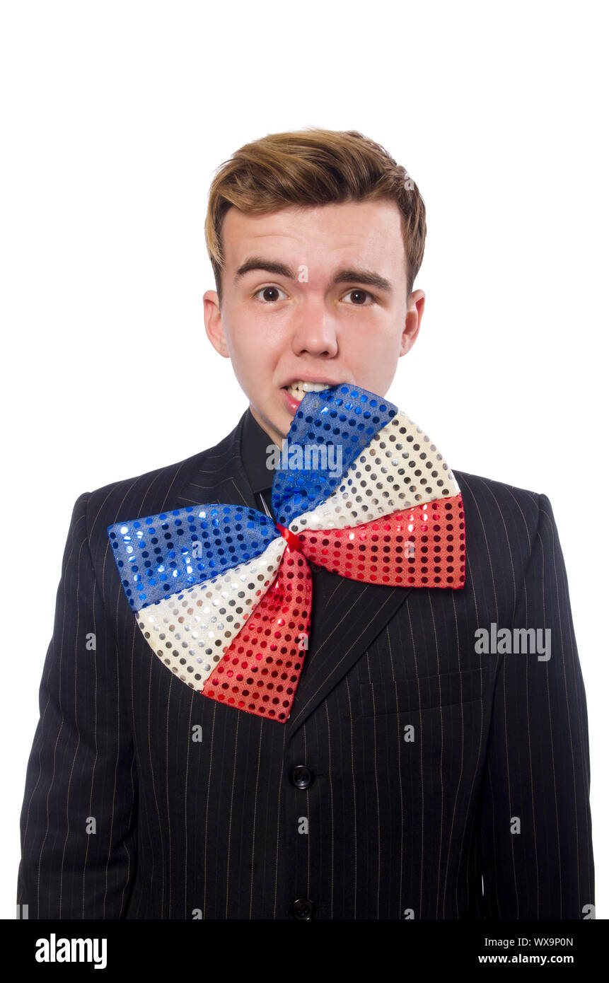 Funny man with giant bow tie Stock Photo - Alamy