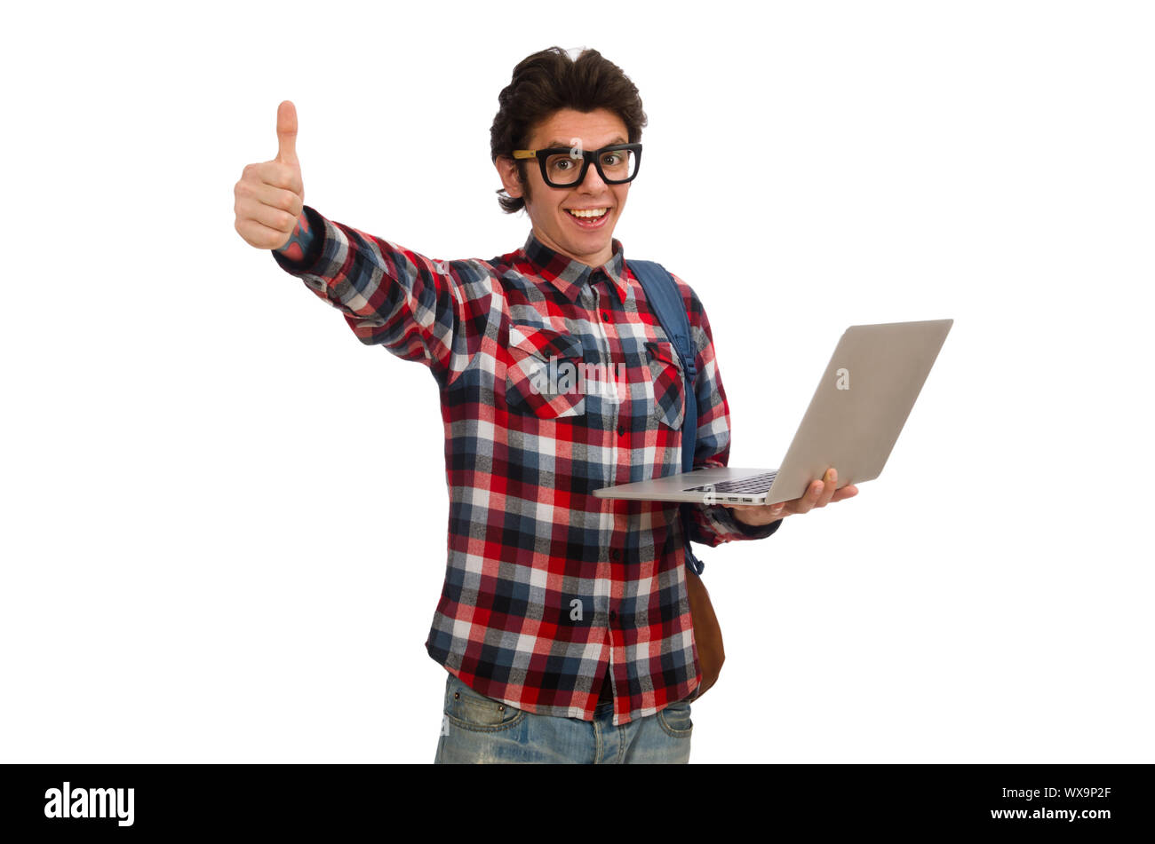 Young male student isolated on white Stock Photo - Alamy