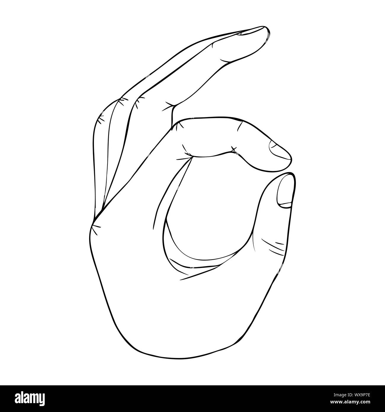 Ok hand sign drawing Stock Vector Images - Alamy