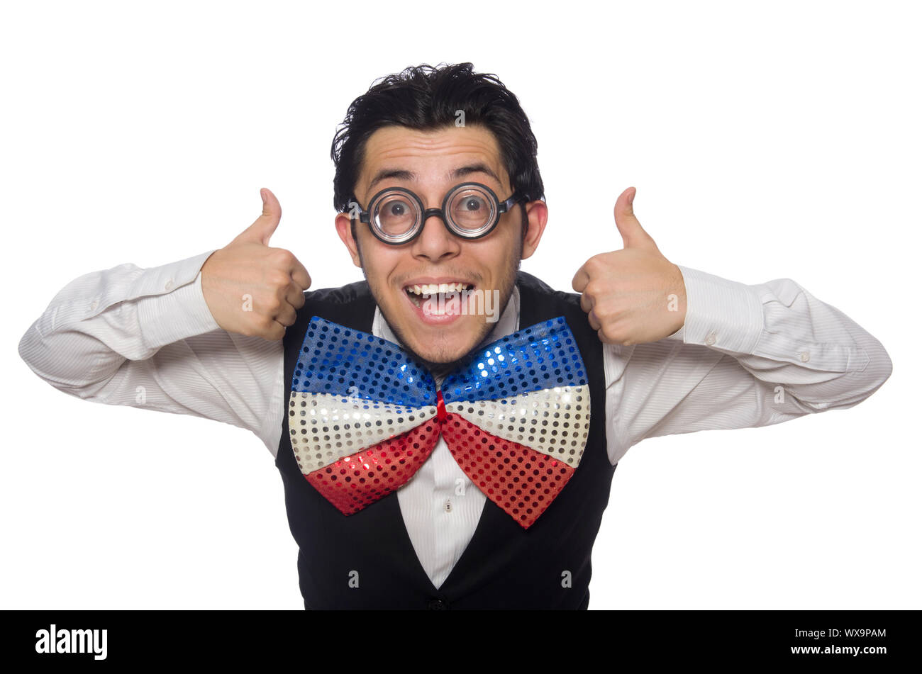 Funny man with giant bow tie Stock Photo - Alamy
