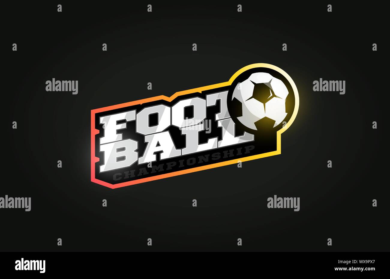 Footbal or soccer mascot Modern professional sport Typography in retro ...