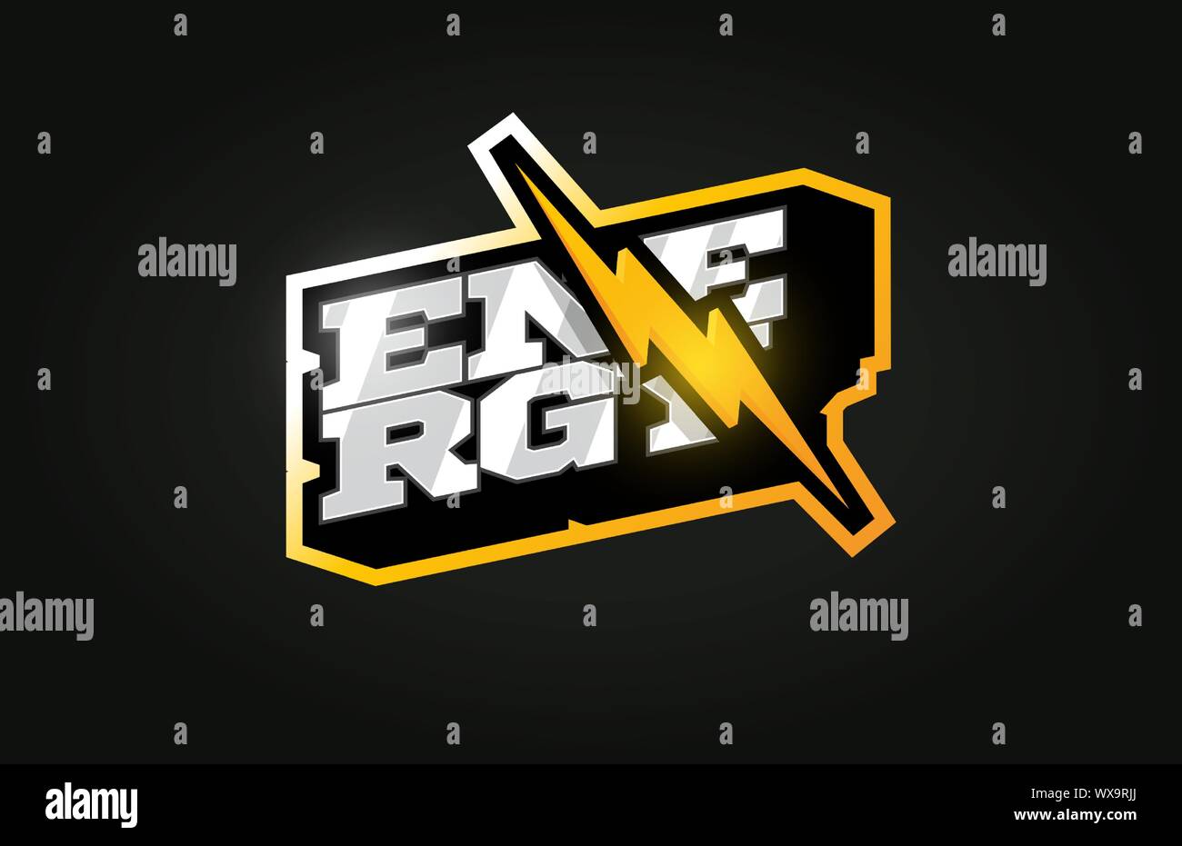 Power energy mascot Modern professional sport Typography in retro style ...
