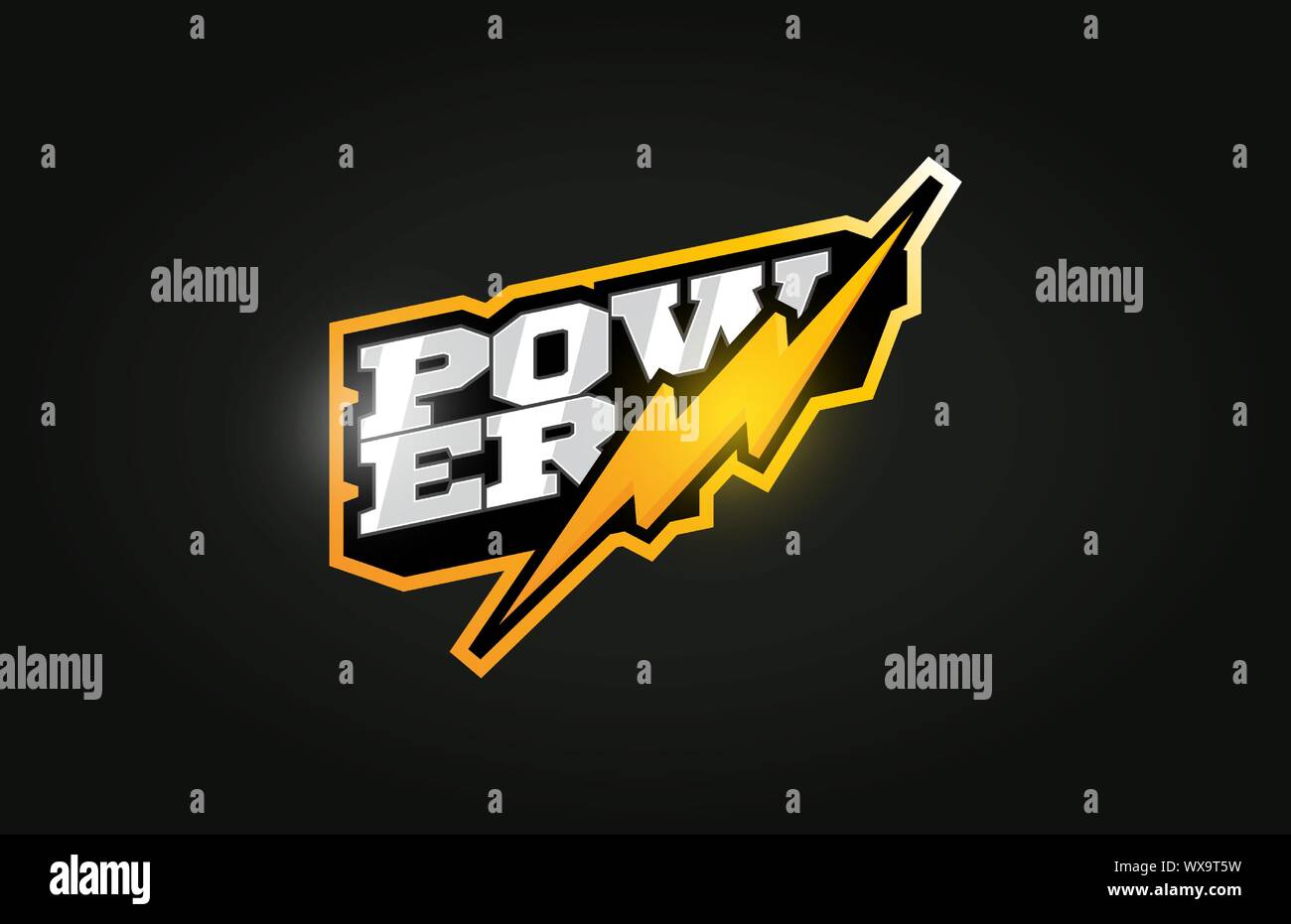 Power energy mascot Modern professional sport Typography in retro style ...