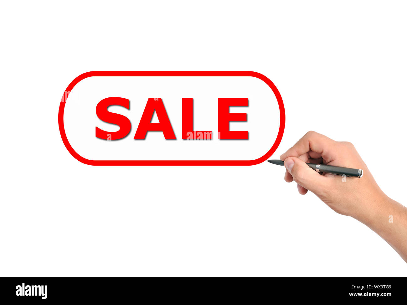 hand drawing sale on a white background Stock Photo - Alamy