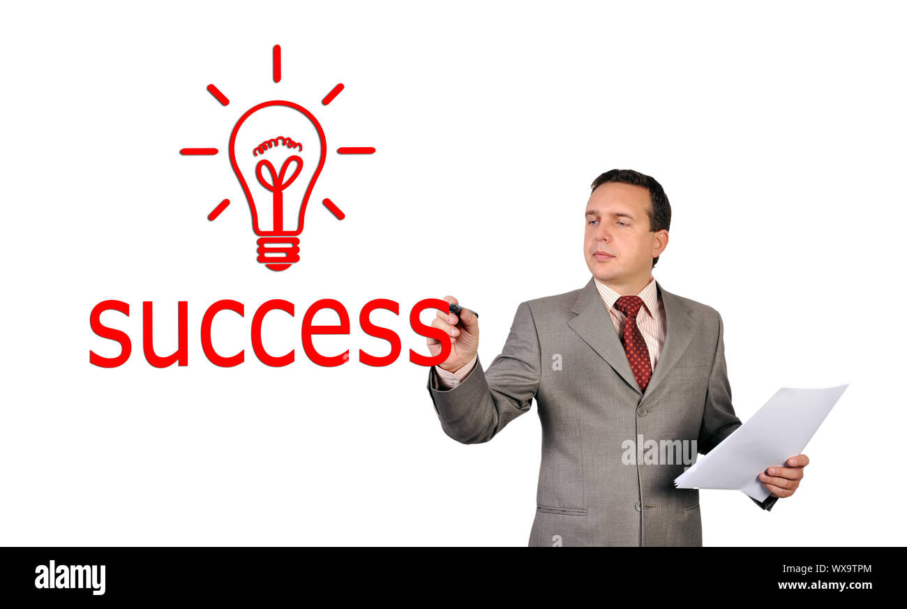 businessman drawing success symbol, idea concep Stock Photo - Alamy
