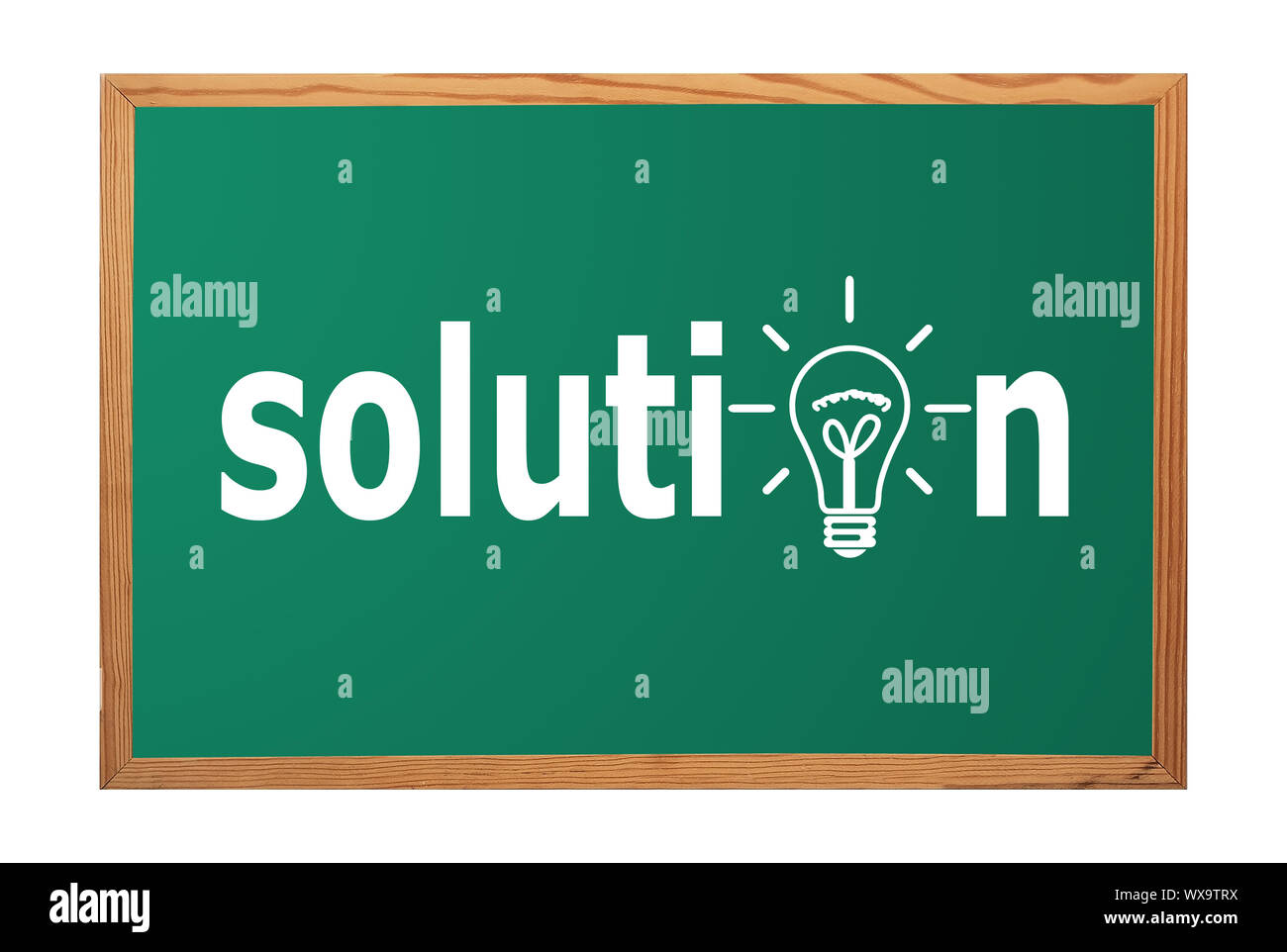 drawing solution on green blackboard Stock Photo - Alamy