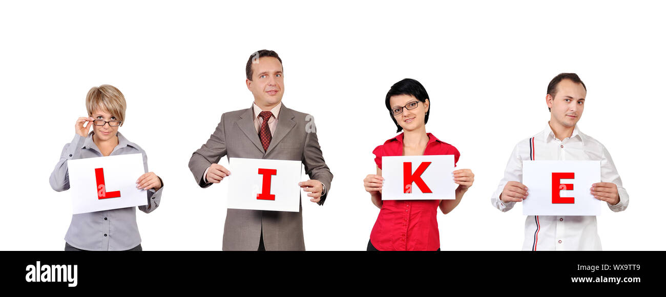 people are holding signs marked like Stock Photo - Alamy