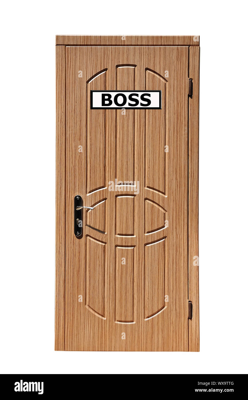nameplate boss on door on a white background Stock Photo - Alamy