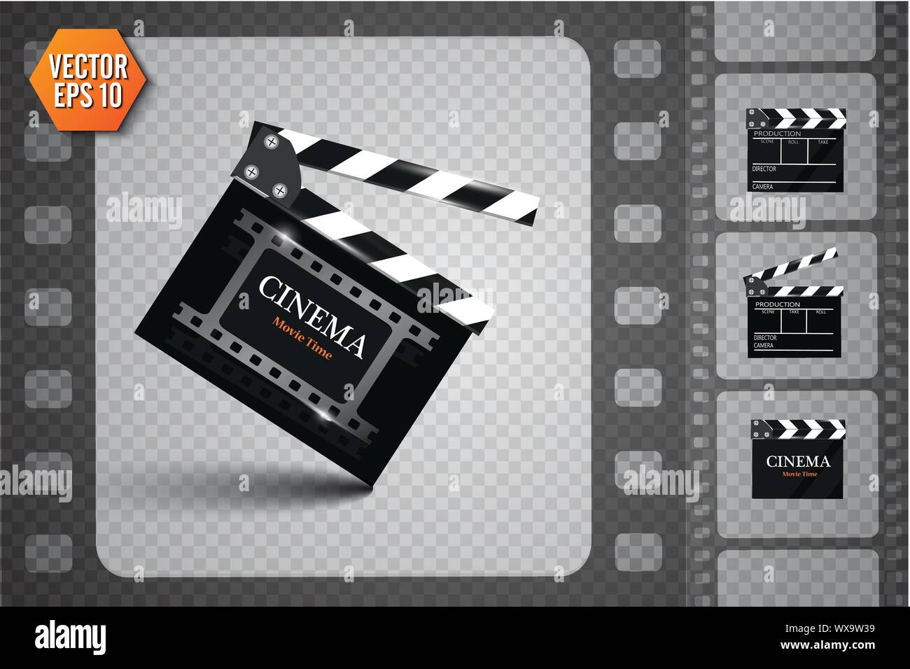 Clapper board on transparent background. Movie clapper Stock Vector ...