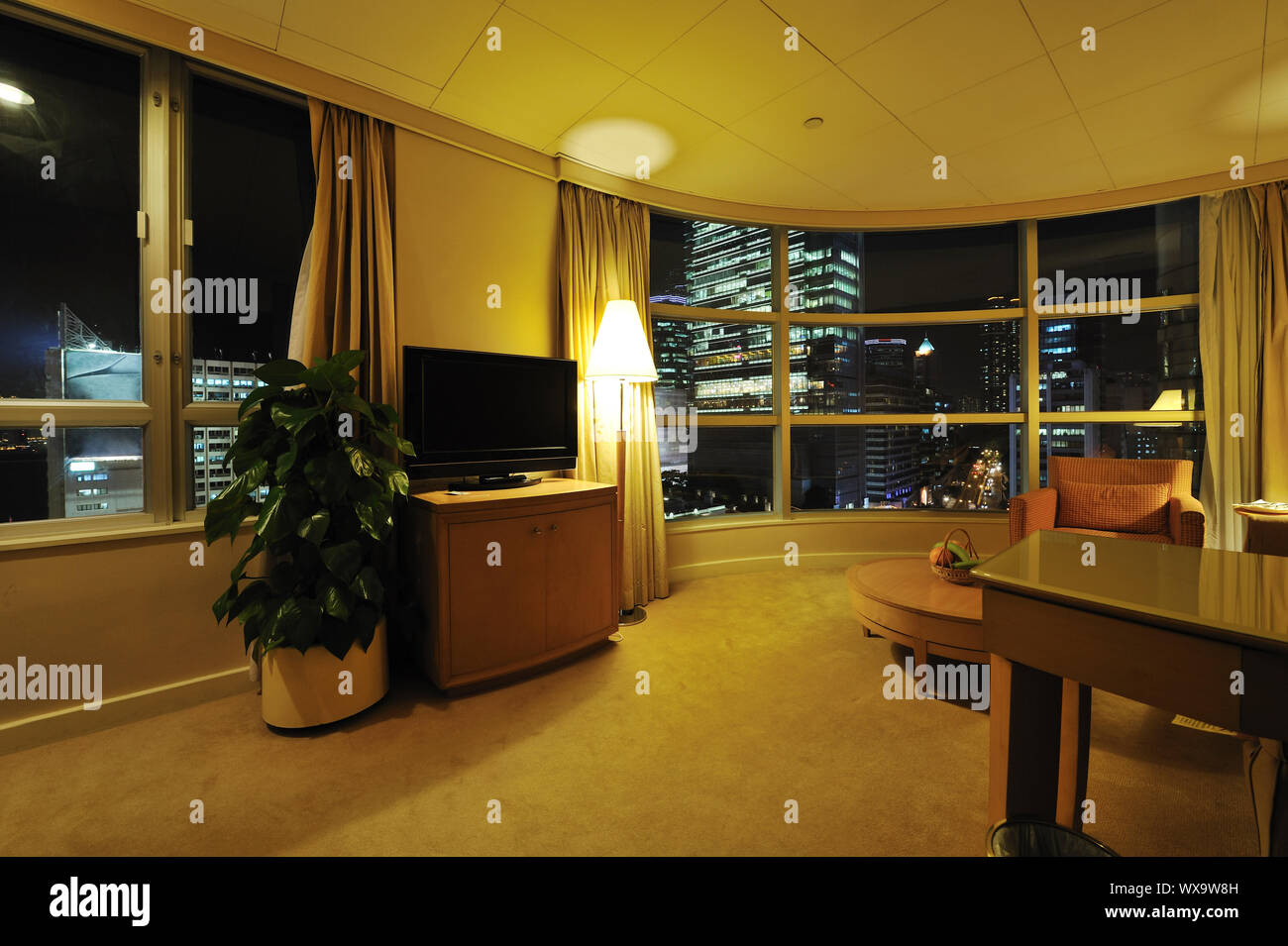 Luxurious hotel room interior with large window Stock Photo - Alamy