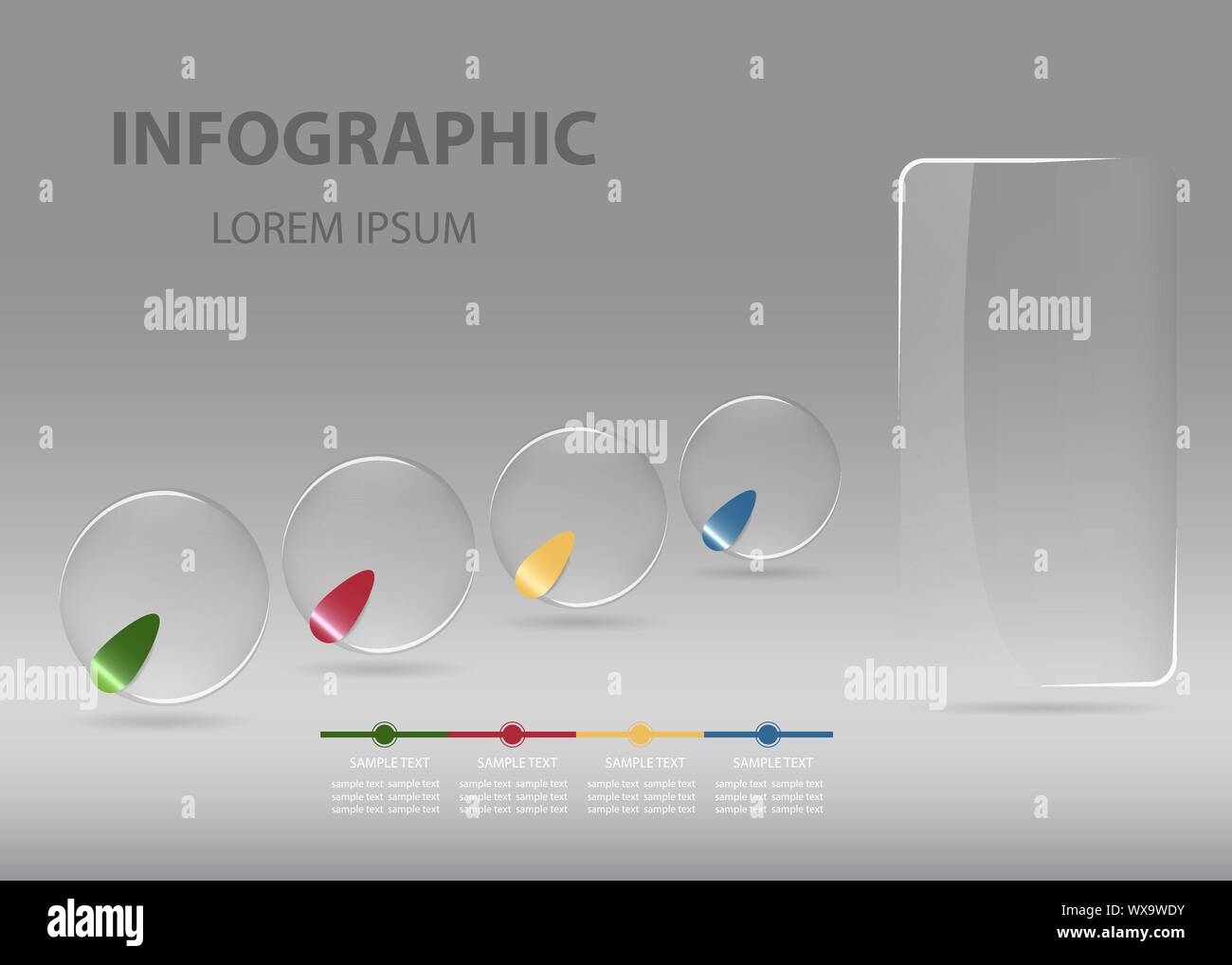 Perspective transparent balls and rectangle infographic vector ...