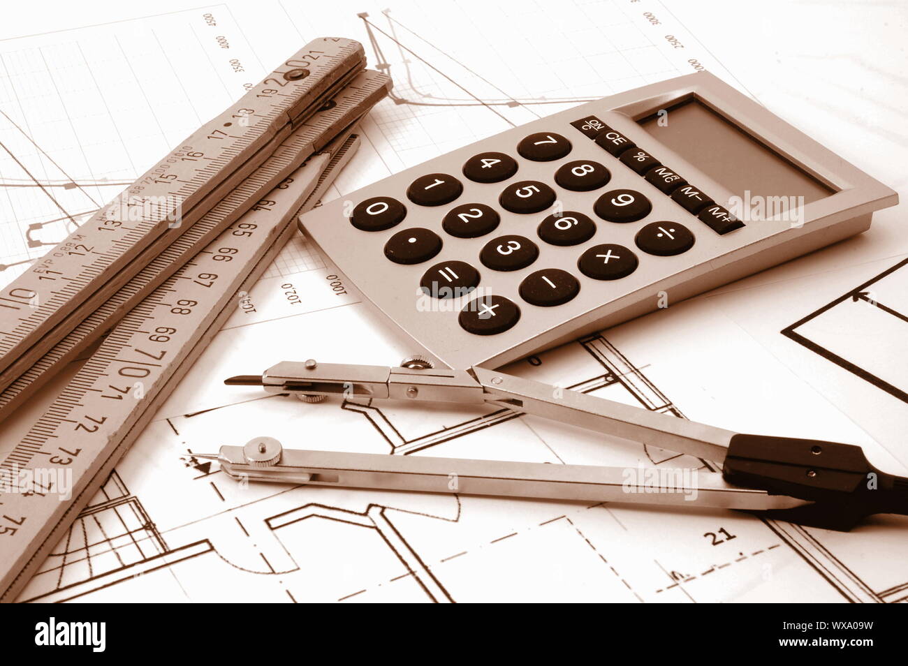 plans for new residential real esate from the architect Stock Photo - Alamy