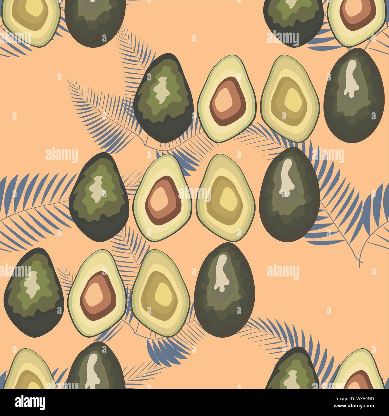 Tropical seamless pattern with avocado and leaves. Pattern for kitchen ...