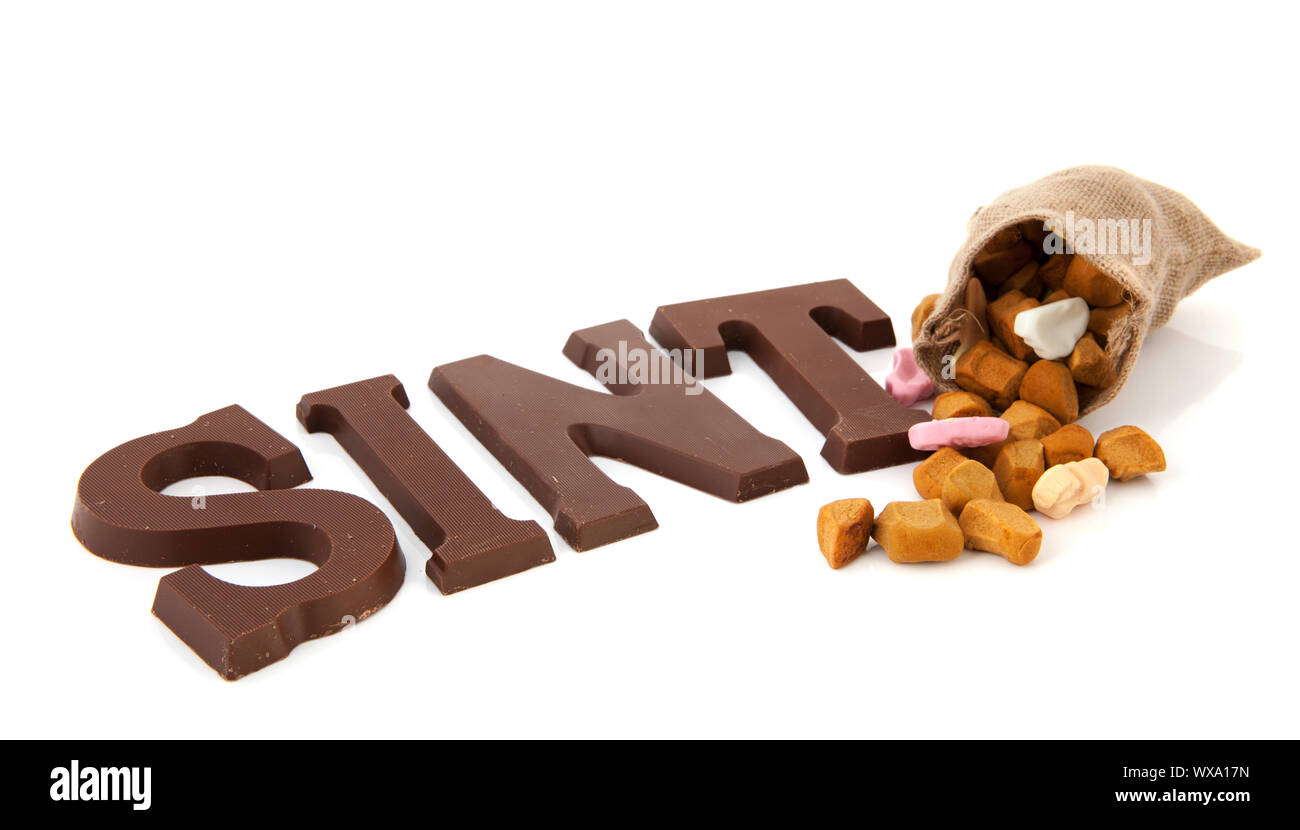 Dutch Sinterklaas candy with jute bag and pepernoten Stock Photo - Alamy