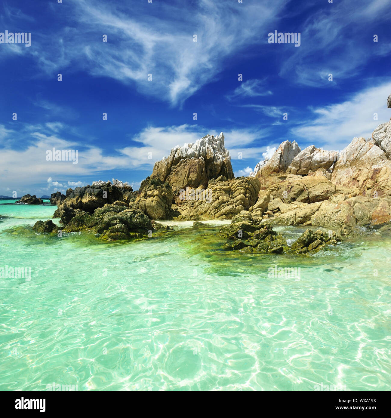 Beautiful rocky beach in thailand Stock Photo - Alamy