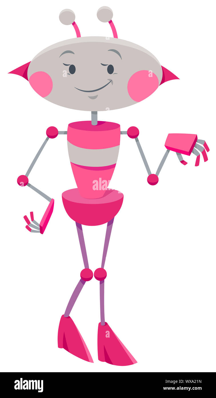 female robot cartoon comic character Stock Photo - Alamy