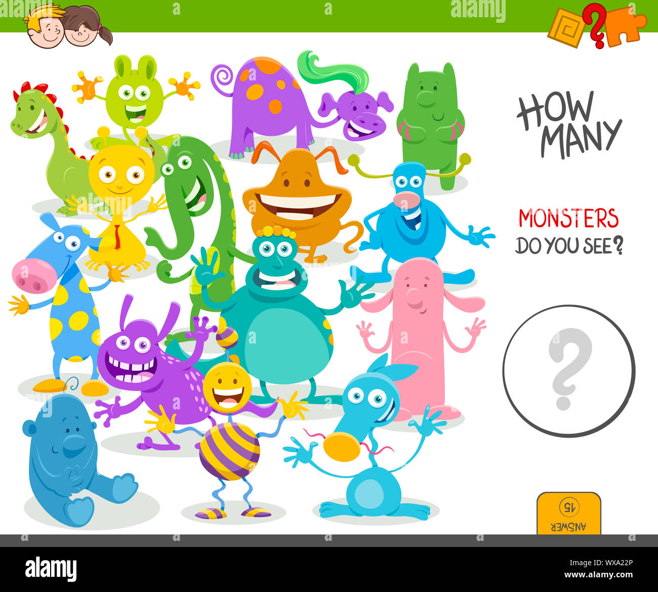 count cartoon monsters educational game Stock Photo - Alamy