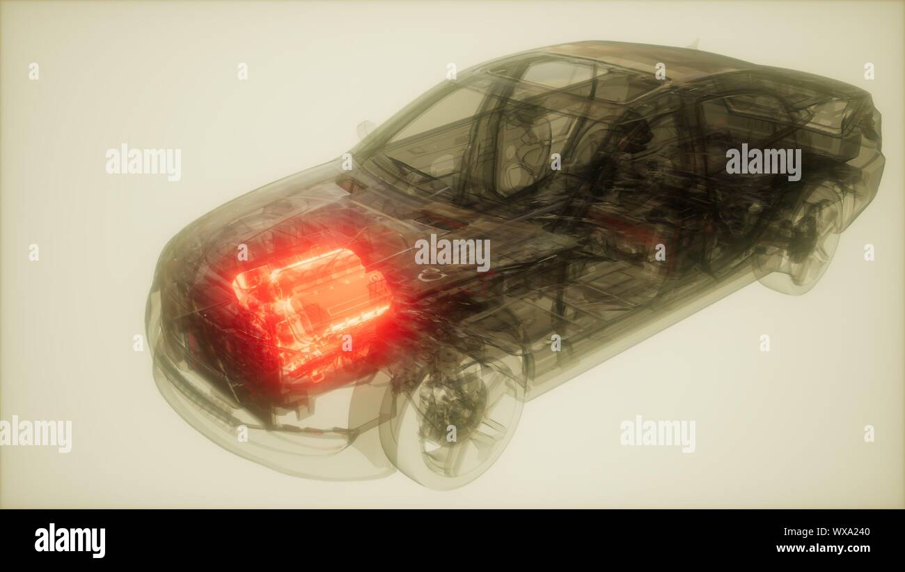 Car Engine Visible in Car Stock Photo - Alamy