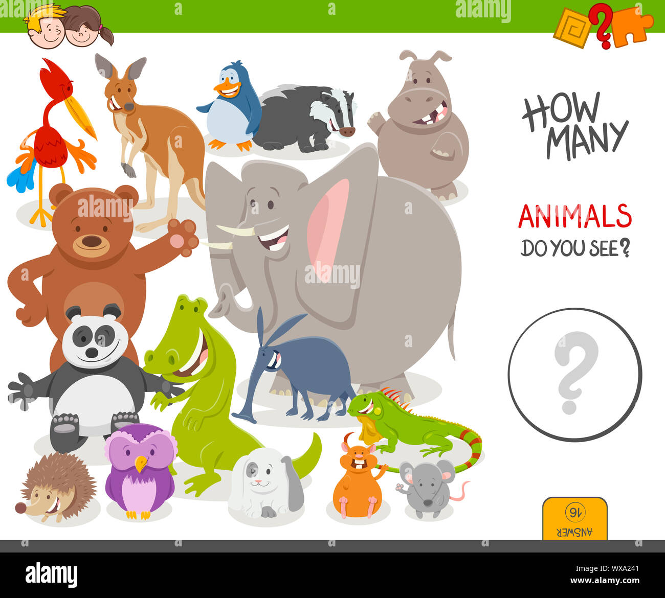 count the animals educational game for children Stock Photo - Alamy