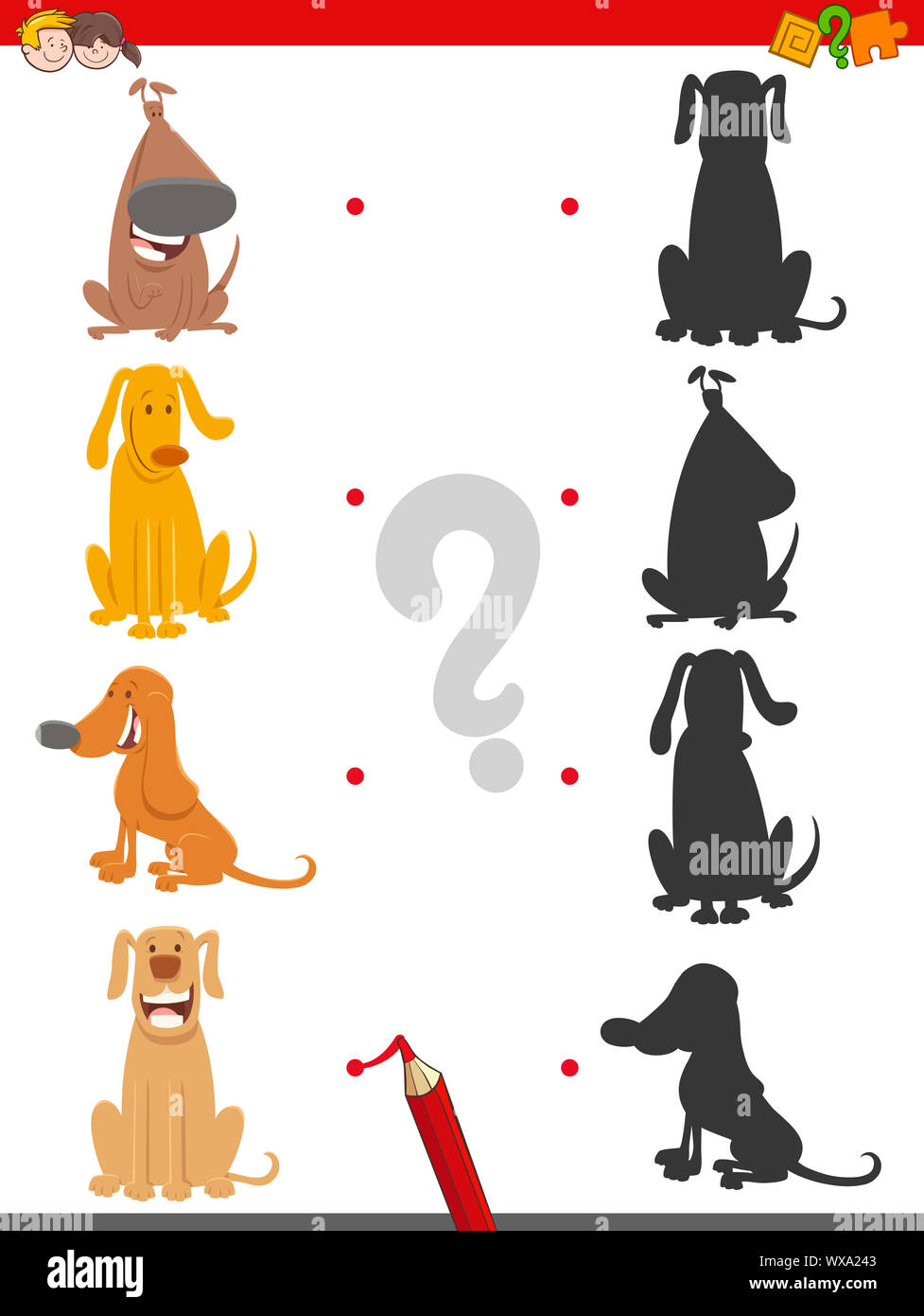 shadow game with funny cartoon dogs Stock Photo - Alamy