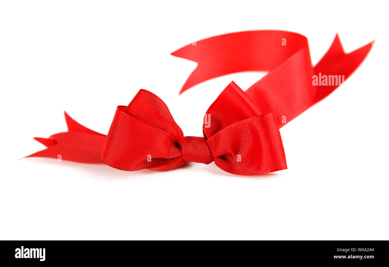 Beautiful red ribbon & bow isolated on white background Stock Photo - Alamy