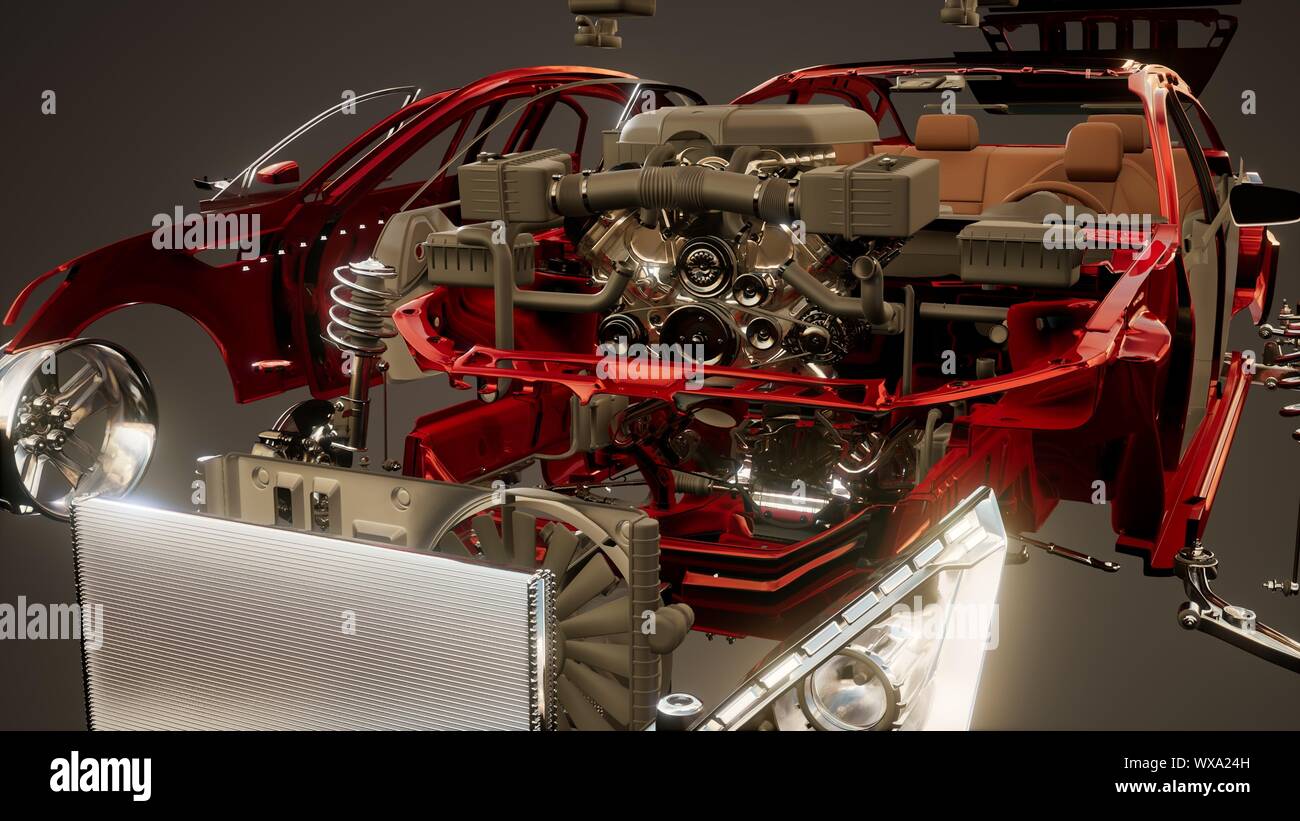 Disassembled Car with Visible Parts Stock Photo - Alamy