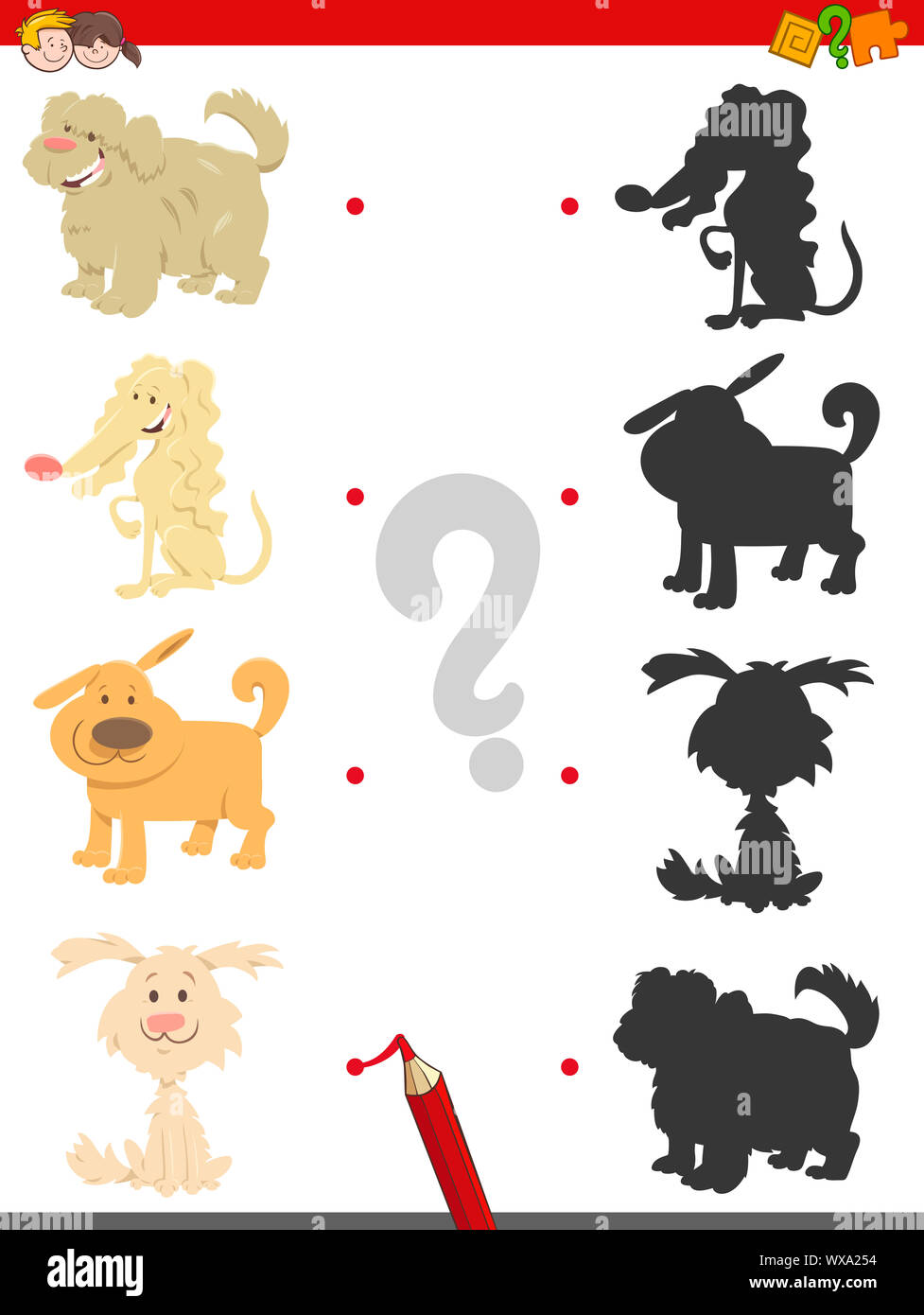 shadow game with cartoon dogs Stock Photo - Alamy