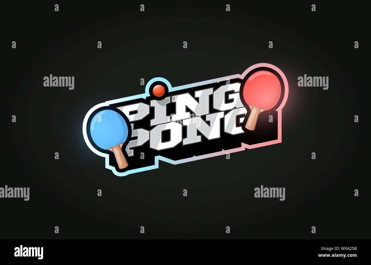 Ping pong mascot Modern professional sport Typography in retro style ...