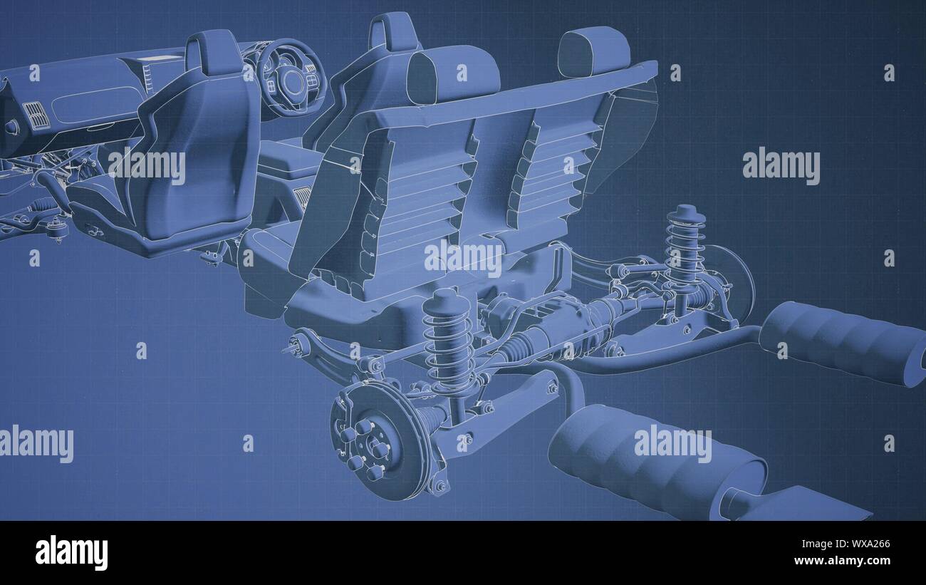 engine and other parts visible in car Stock Photo - Alamy