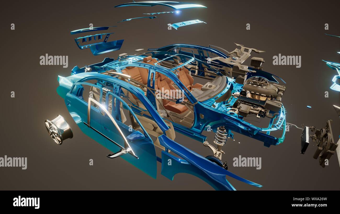 Disassembled Car with Visible Parts Stock Photo - Alamy
