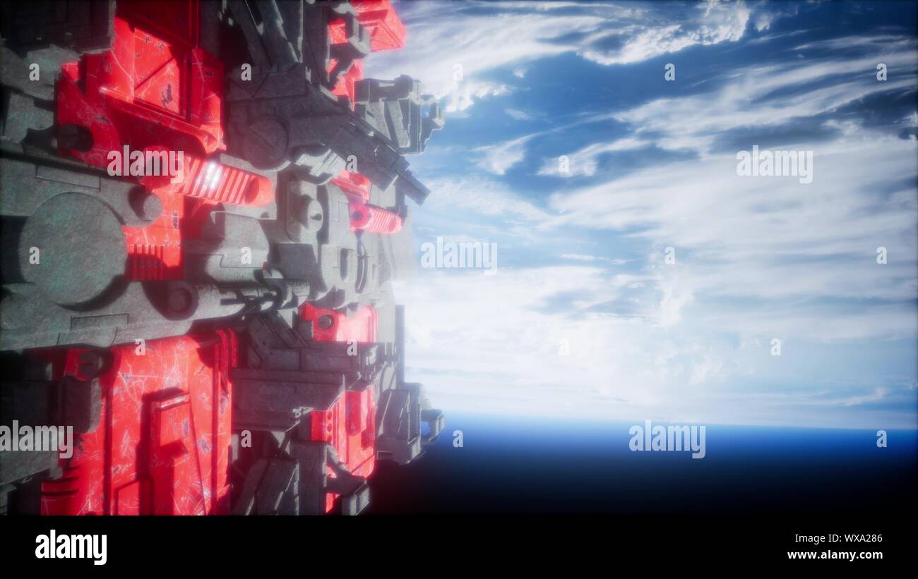 Spaceship with View on Space and Planet Earth Stock Photo - Alamy