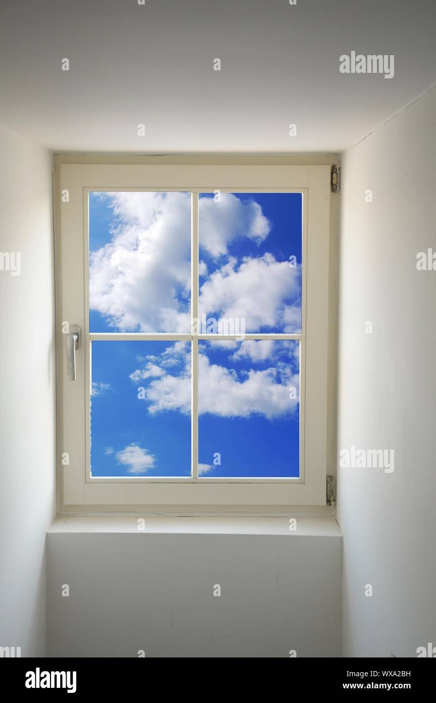window and blue sky showing freedom concept with copyspace Stock Photo ...