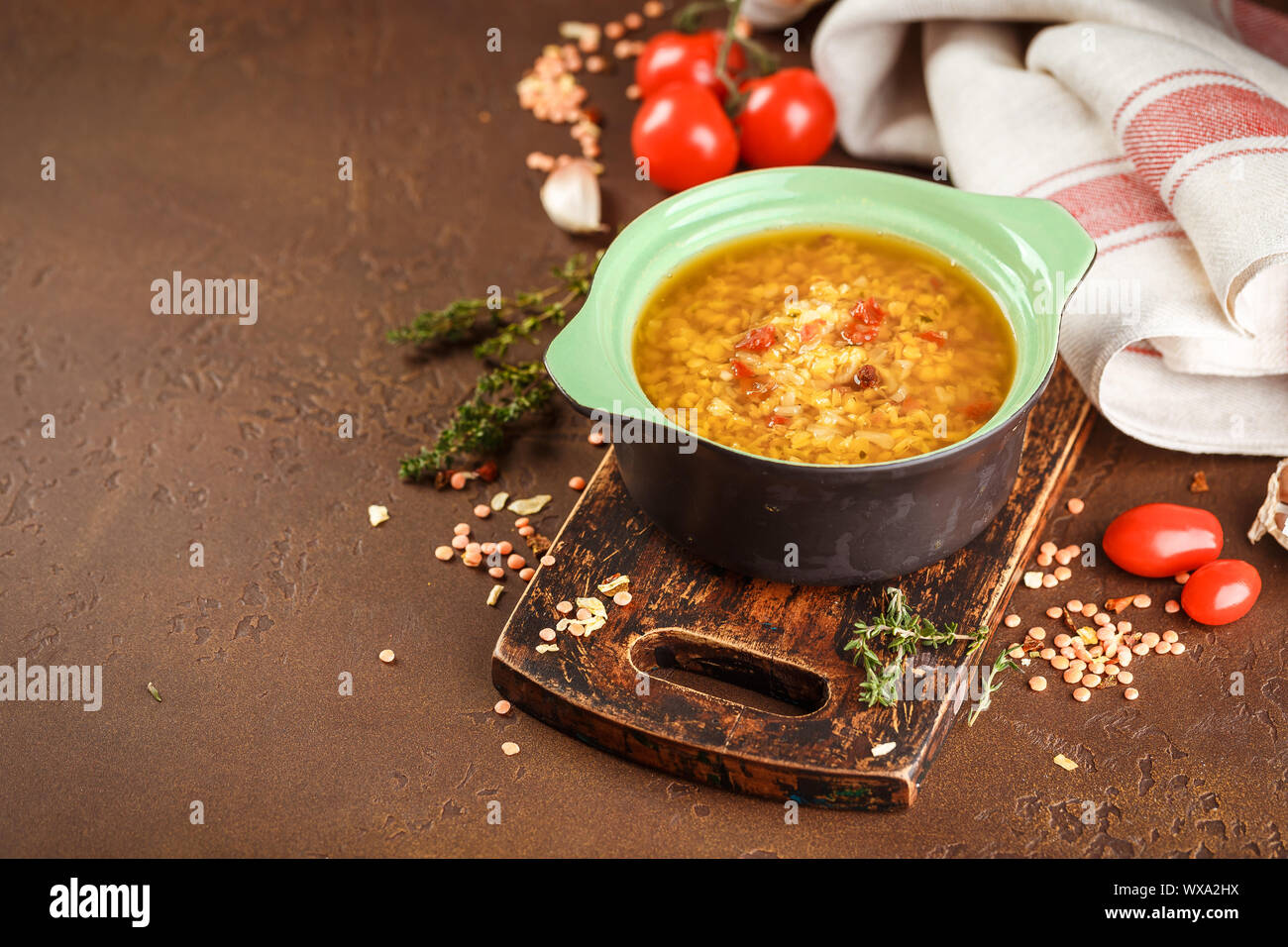 Lentil soup - Masoor Dal or Dal Tadka Curry Stock Photo - Alamy