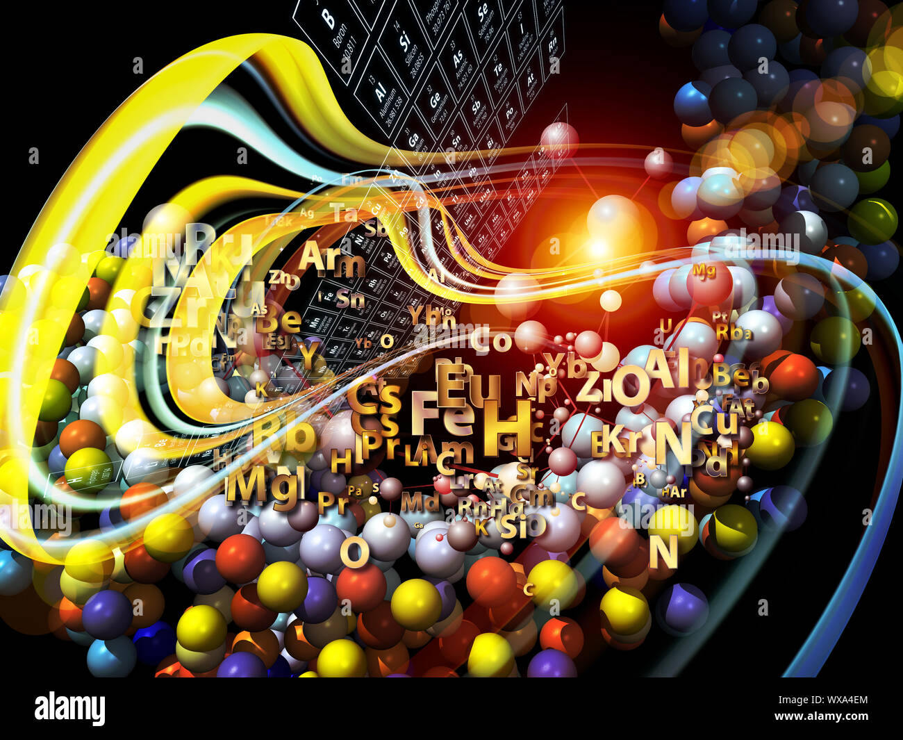 Chemical Splash series. Composition of chemical icons, fractal graphics ...