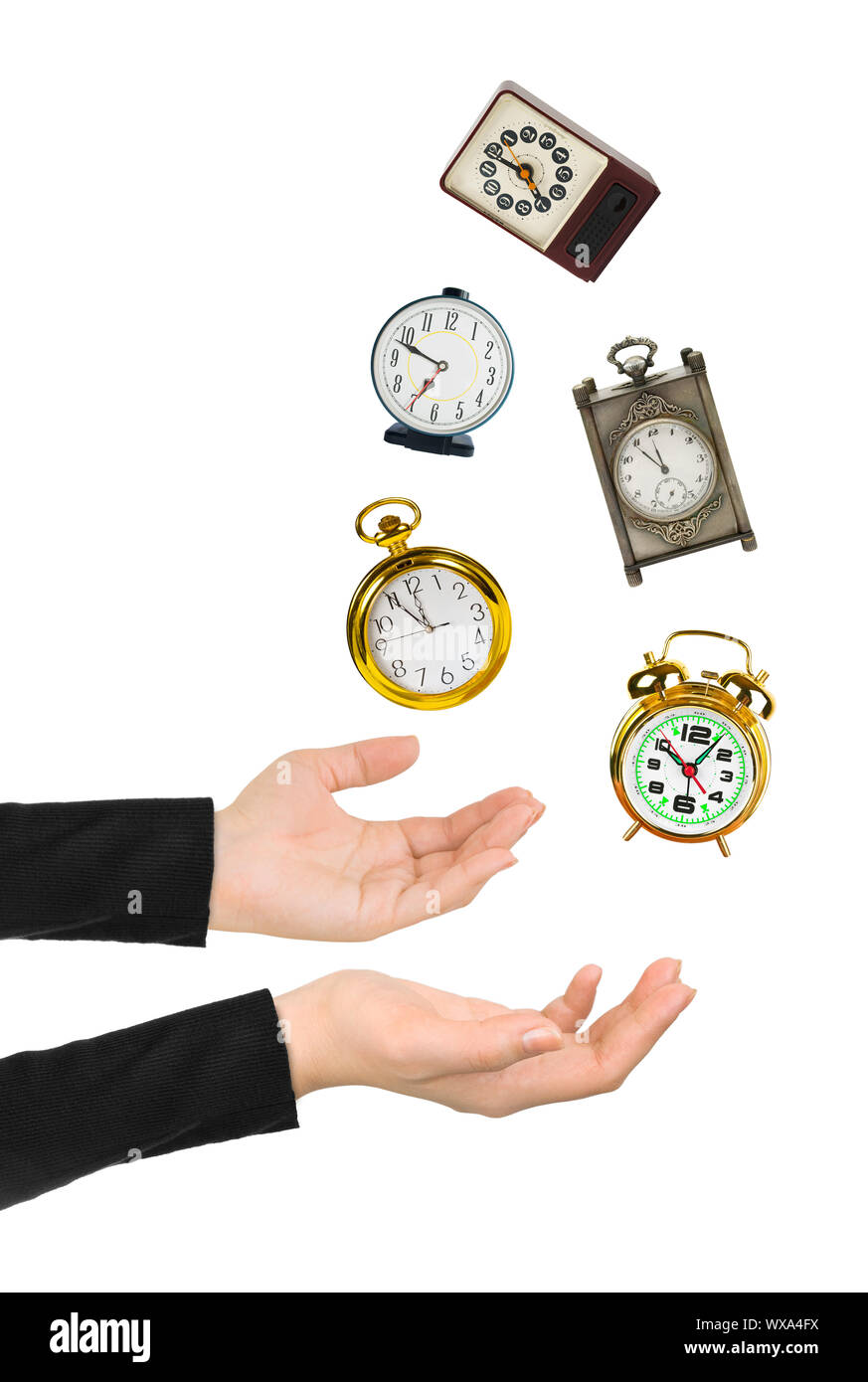 Juggling hands and clocks Stock Photo - Alamy