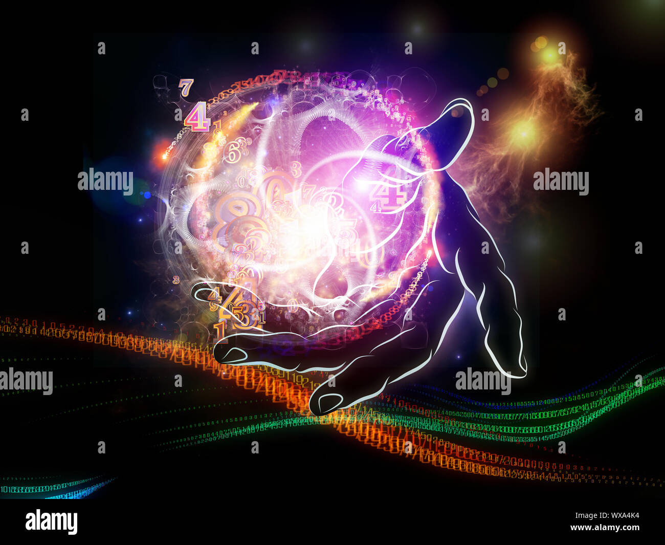 Hand of Science series. Background composition of human hand and ...