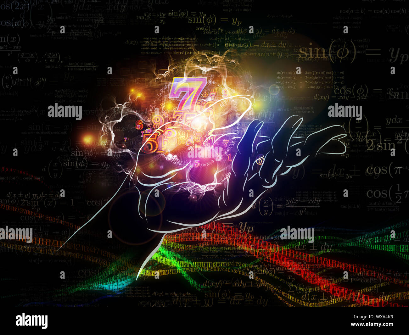 Hand of Science series. Background composition of human hand and ...