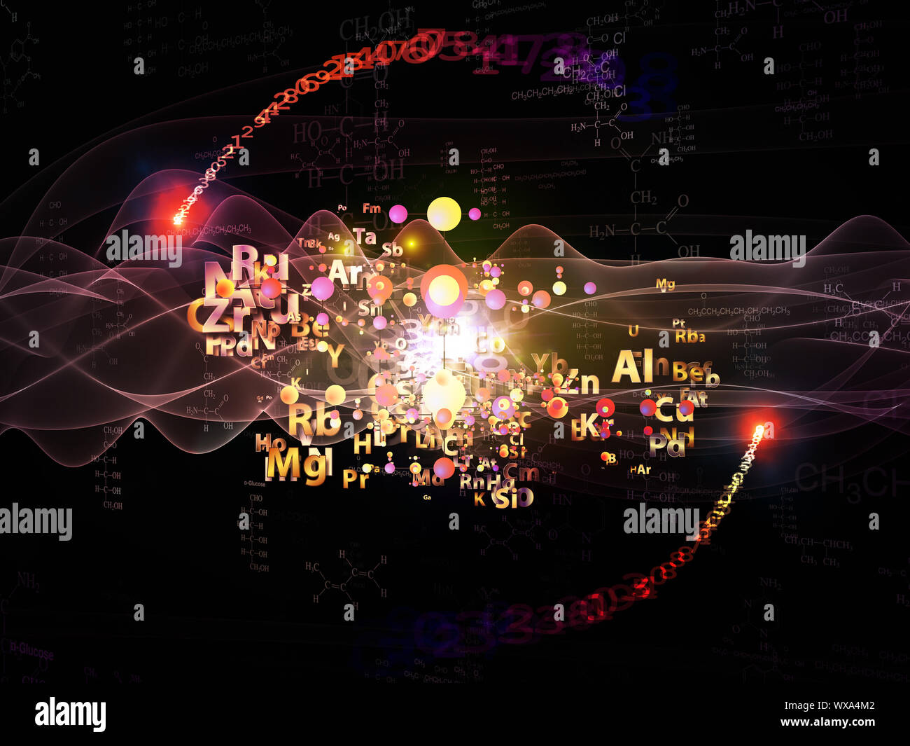 Backdrop of chemistry related design elements on the subject of ...